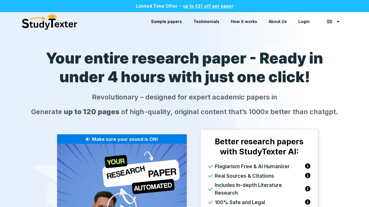 StudyTexter – Smart AI for Research & Academic Writing - BestofAI